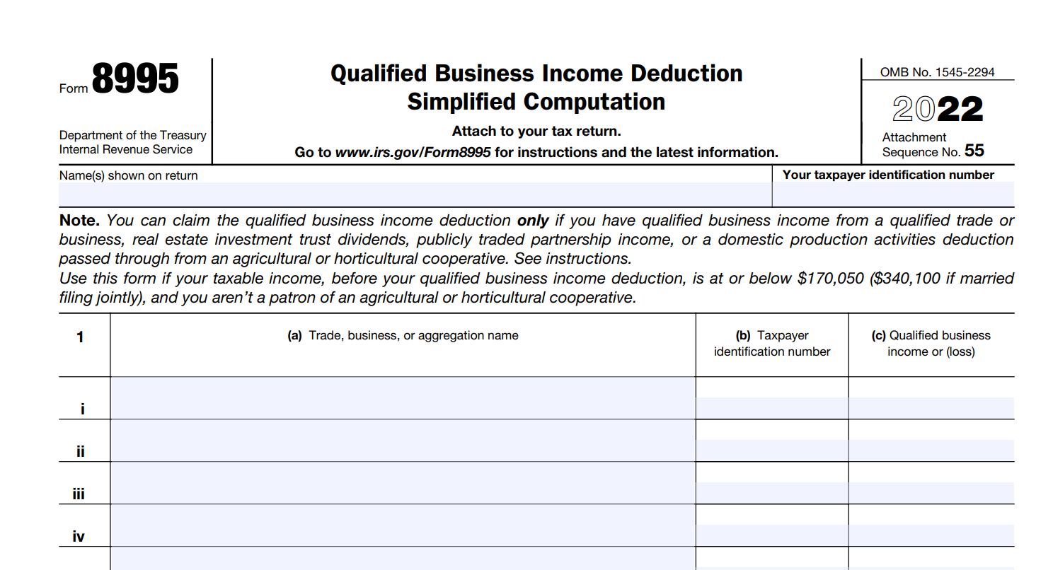 How to Use Form 8995 to Calculate Your Qualified Business Income ...